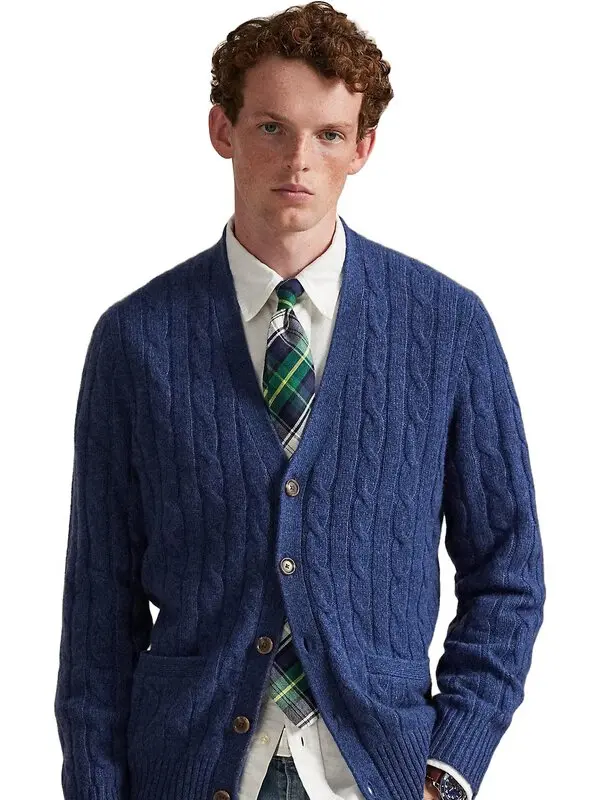 Ralph Lauren Cable-knit Cashmere Cardigan - Rustic Navy Heather