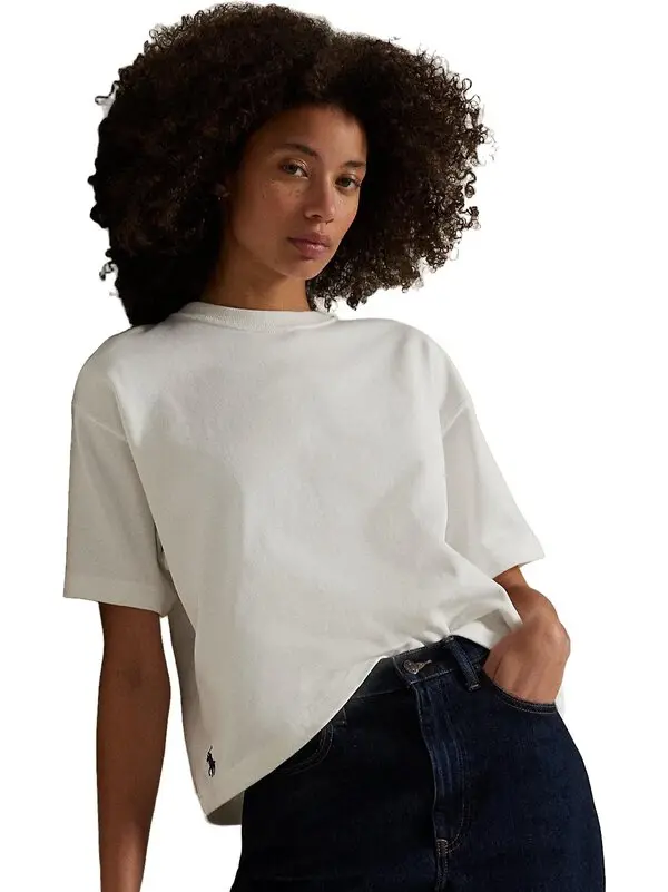 Ralph Lauren Relaxed Crop Fit Cotton Jersey Tee - White