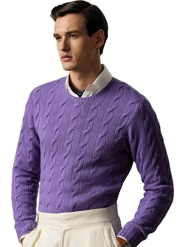 Ralph Lauren Cable-knit Cashmere Crewneck Sweater - Classic Lavender