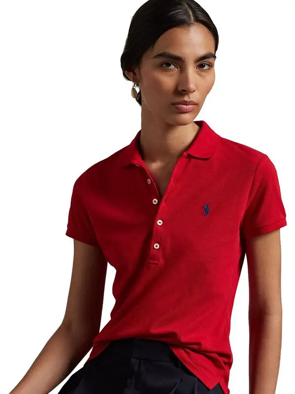 Ralph Lauren Slim Fit Stretch Polo Shirt - Red/navy
