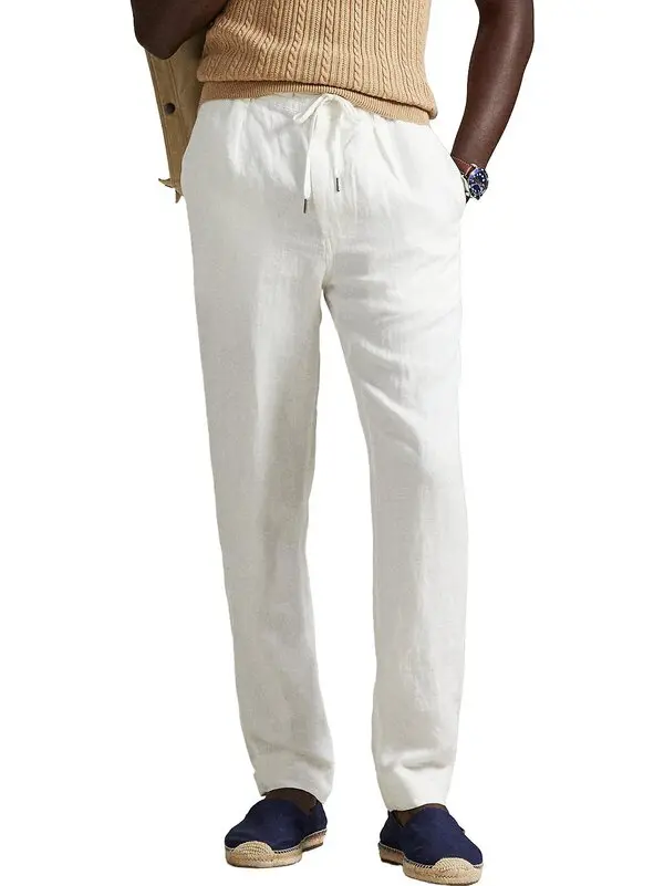 Ralph Lauren Tapered Pleated Linen Pant - Ceramic White