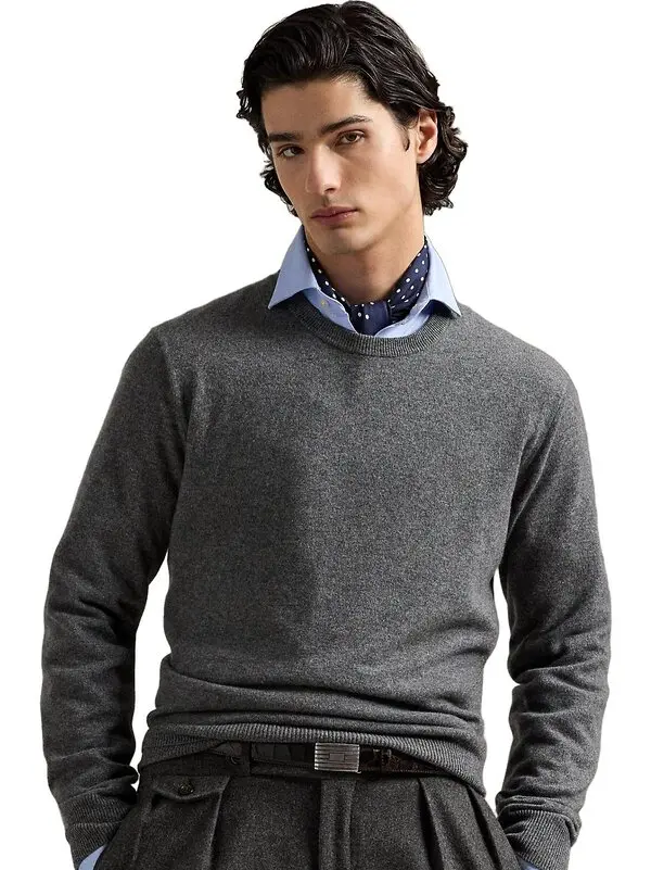 Ralph Lauren Washable Cashmere Crewneck Sweater - Static Grey Heather