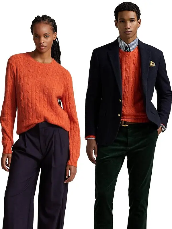 Ralph Lauren Iconic Cable-knit Cashmere Sweater - Jaffa Orange Heather