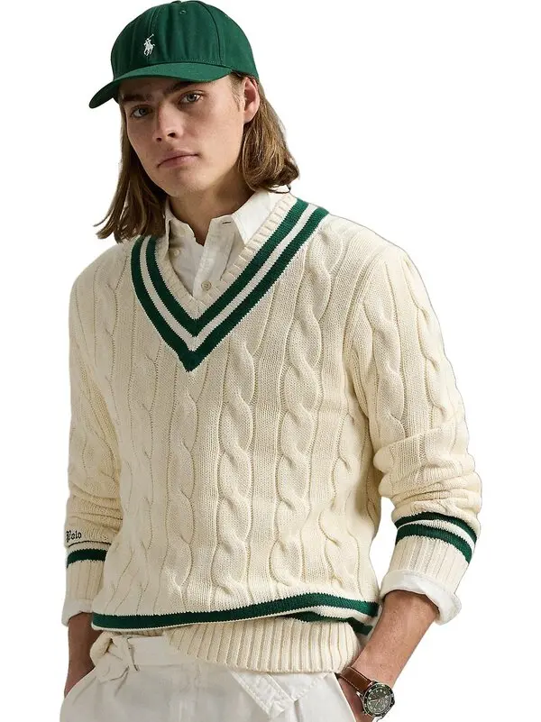 Ralph Lauren The Iconic Cricket Sweater - Cricket Cream/new Forest