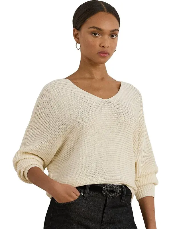 Ralph Lauren Rib-knit Dolman-sleeve Sweater - Mascarpone Cream