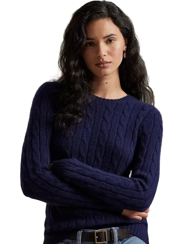 Ralph Lauren Iconic Cable-knit Cashmere Sweater - Hunter Navy