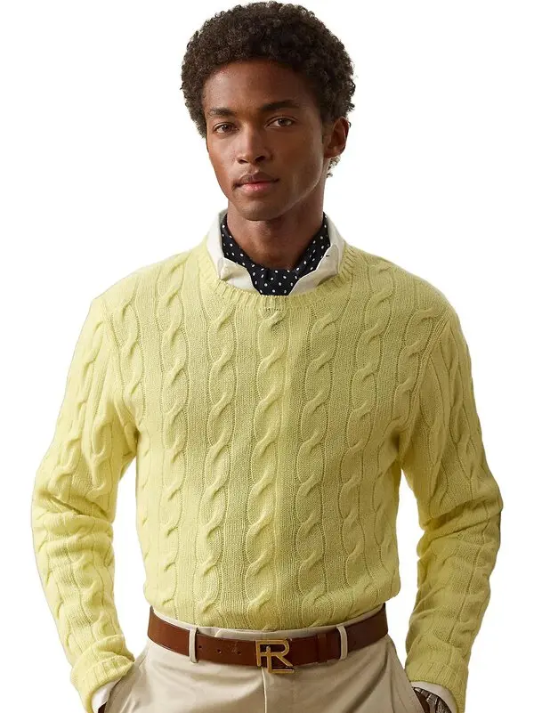 Ralph Lauren Cable-knit Cashmere Sweater - Lemon Meringue