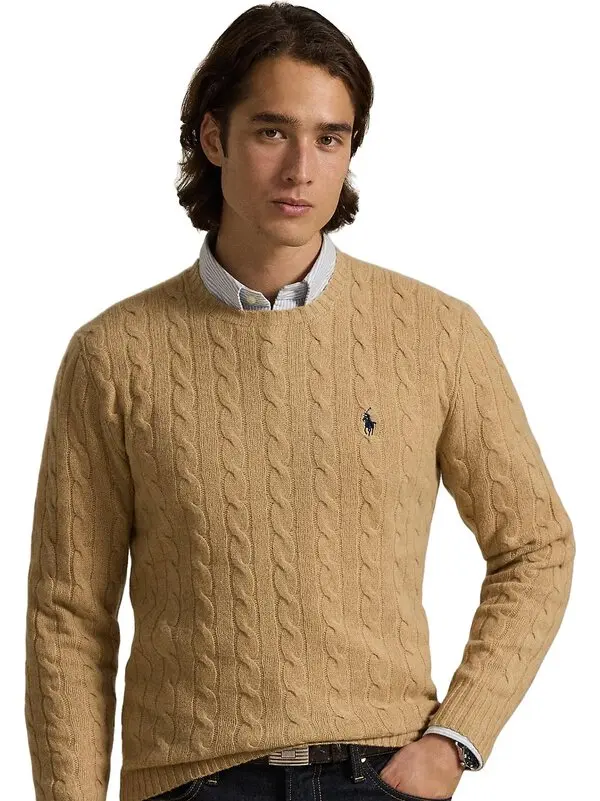 Ralph Lauren Cable-knit Wool-cashmere Sweater - Camel Melange