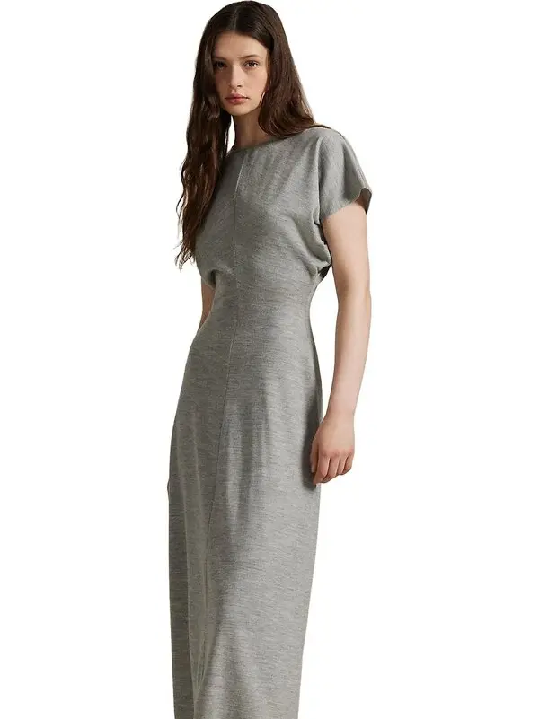 Ralph Lauren Wool-blend Fit-and-flare Dress - Light Smoke Heather