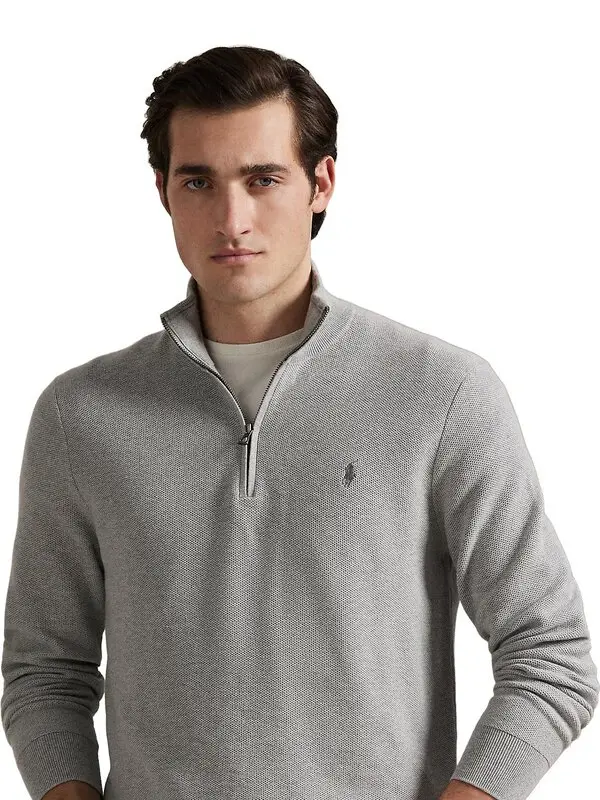 Ralph Lauren Quarter-zip Cotton Sweater - Andover Heather