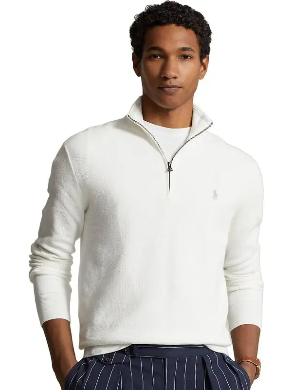 Ralph Lauren Quarter-zip Cotton Sweater - Deckwash White