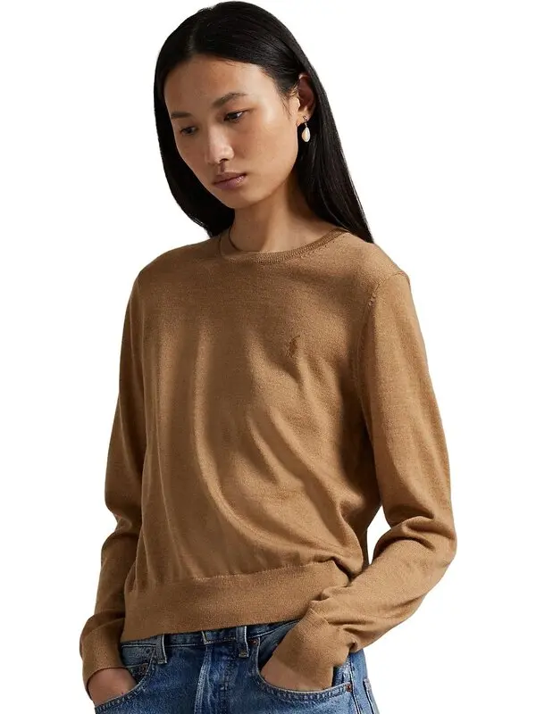 Ralph Lauren Merino Wool Crewneck Sweater - Collection Camel Melange