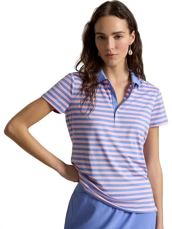 Ralph Lauren Tailored Fit Stretch Jersey Polo Shirt - Blue Mist/light Pink