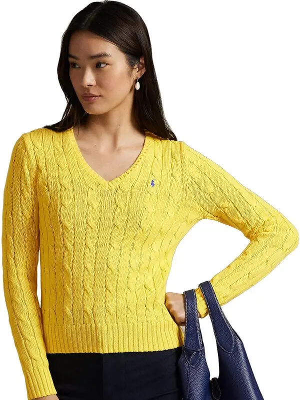 Ralph Lauren Cable-knit Cotton V-neck Sweater - Trainer Yellow