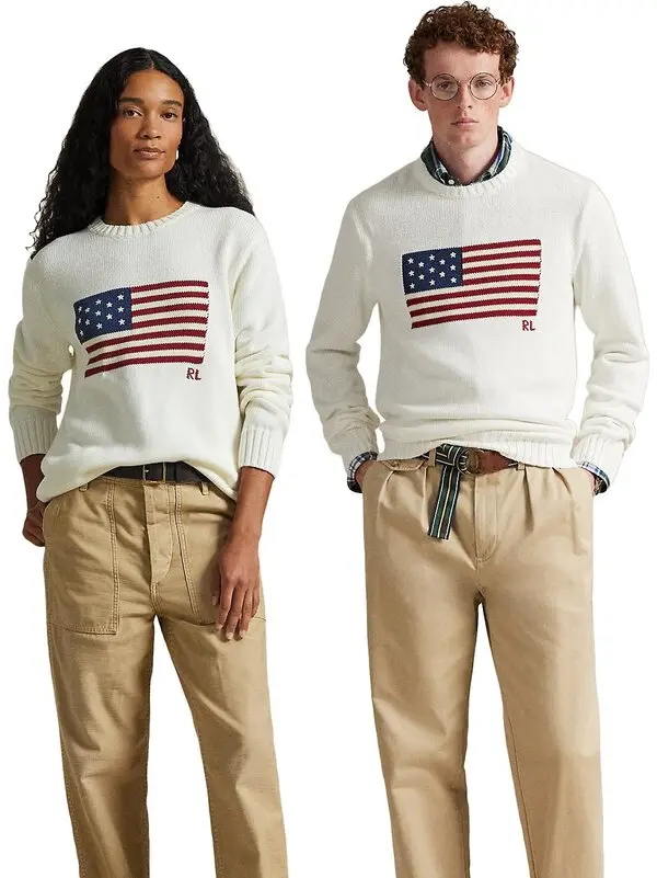 Ralph Lauren Iconic Flag Cotton Sweater - Deckwash White
