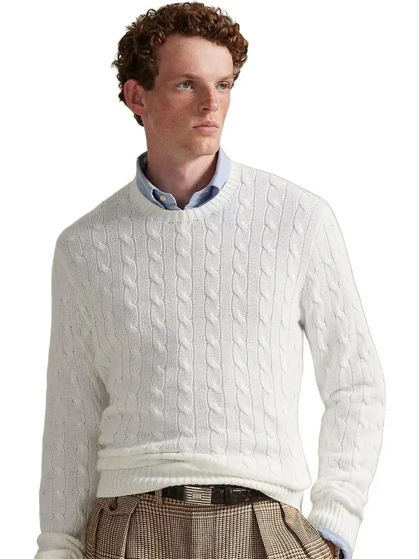 Ralph Lauren Cable-knit Cotton Crewneck Sweater - Deckwash White