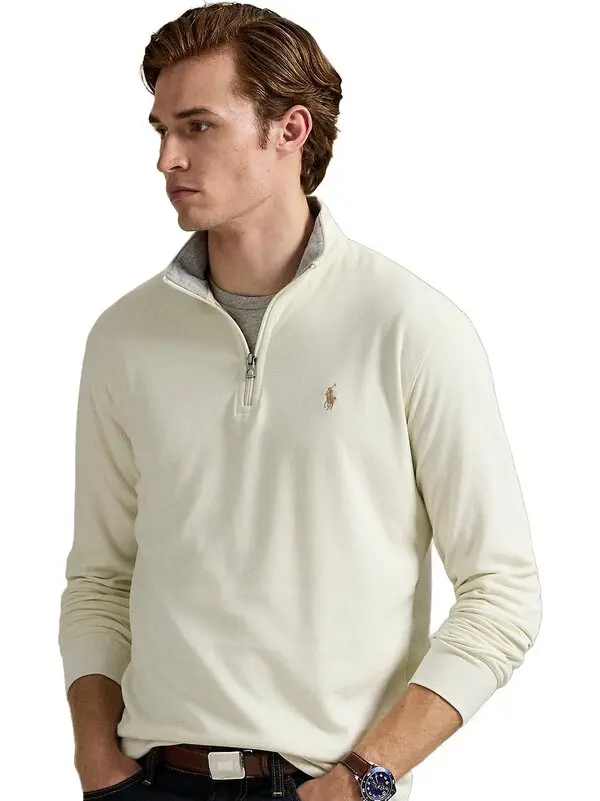 Ralph Lauren Jersey Quarter-zip Pullover - Parchment Cream