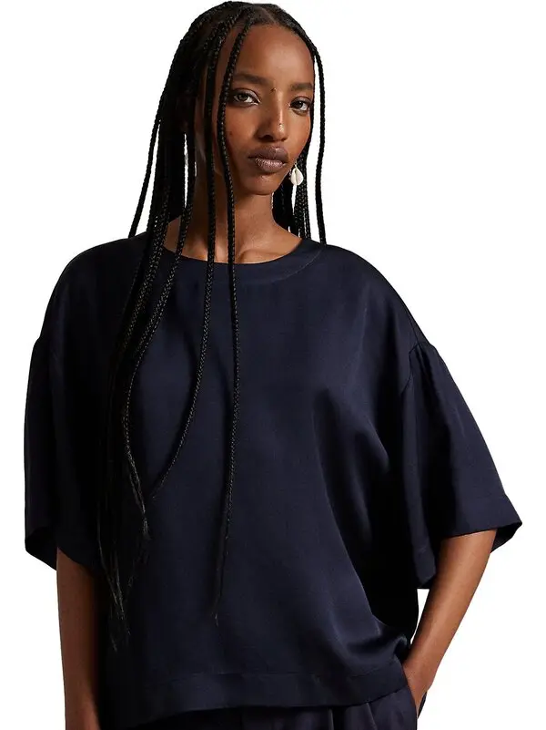 Ralph Lauren Oversized Satin Tee - Atlantic
