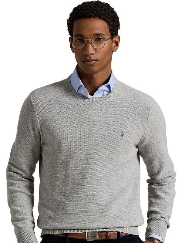 Ralph Lauren Mesh-knit Cotton Crewneck Sweater - Andover Heather