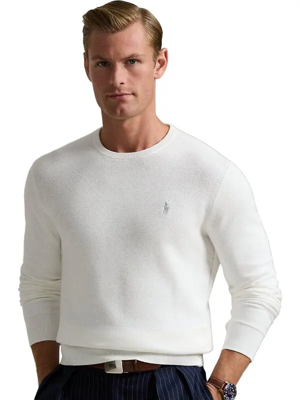 Ralph Lauren Mesh-knit Cotton Crewneck Sweater - Deckwash White