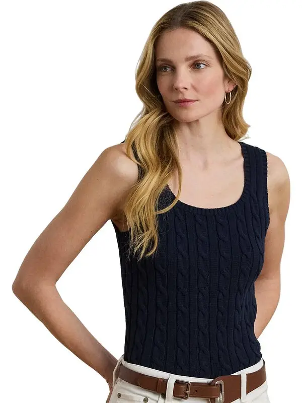 Ralph Lauren Cable-knit Sleeveless Sweater - Lauren Navy