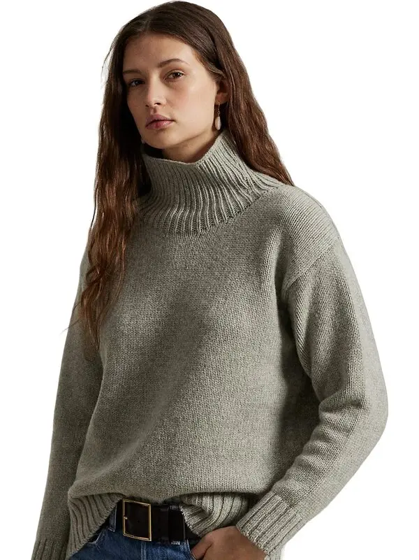 Ralph Lauren Wool And Cashmere Turtleneck Sweater - Light Vintage Heather
