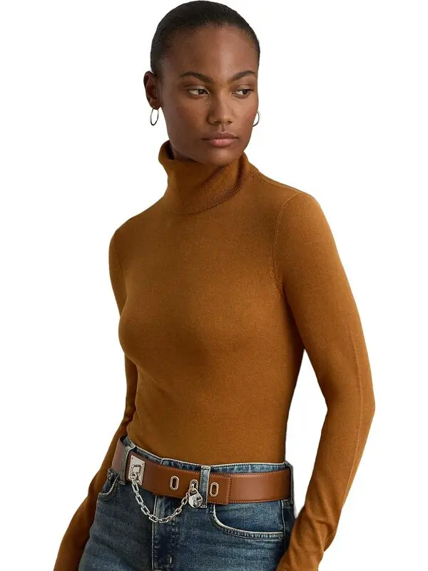 Ralph Lauren Slim-fitting Turtleneck Sweater - Cinnamon Bark