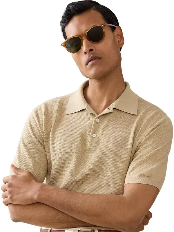 Ralph Lauren Mulberry Silk Blend Polo Shirt - Classic Tan