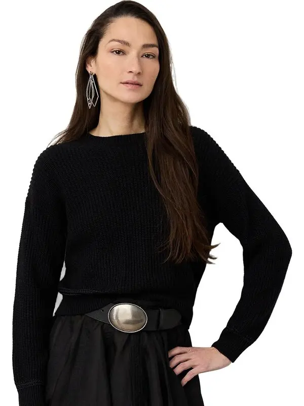Ralph Lauren Rib-knit Silk Roving Crewneck Sweater - Black