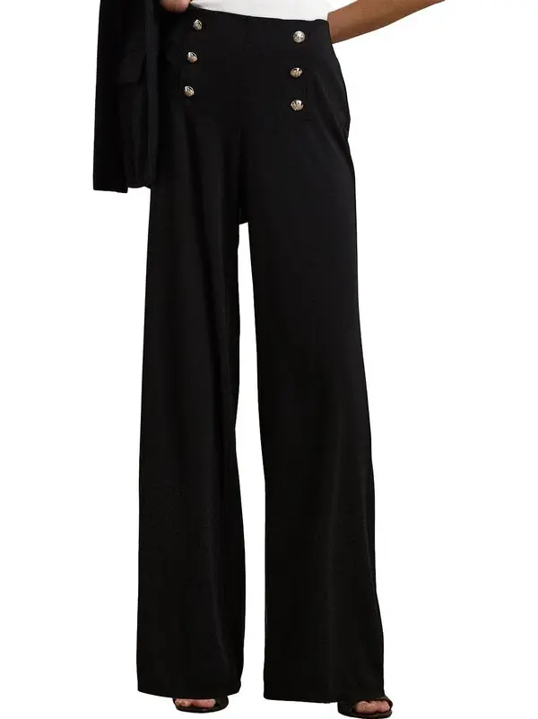 Ralph Lauren Stretch Jersey Wide-leg Pant - Polo Black