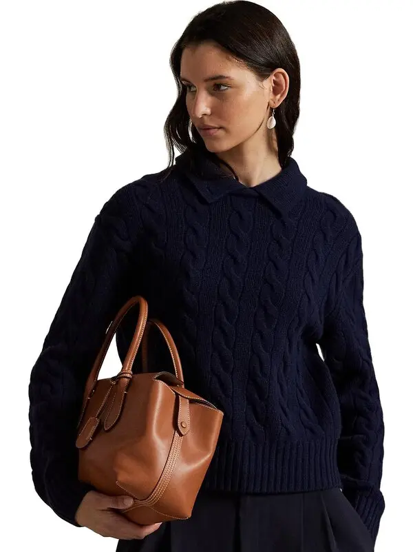 Ralph Lauren Cable-knit Wool-cashmere Polo Sweater - Hunter Navy