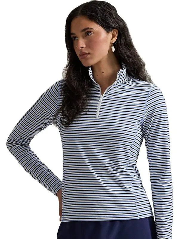Ralph Lauren Striped Performance Quarter-zip Top - Navy/ceramic White/blue