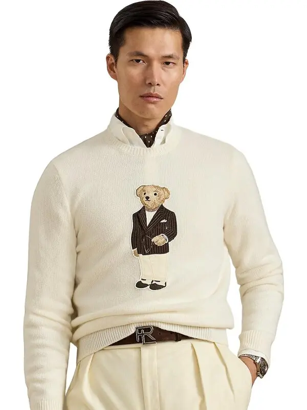 Ralph Lauren Cashmere Polo Bear Sweater - Classic Cream