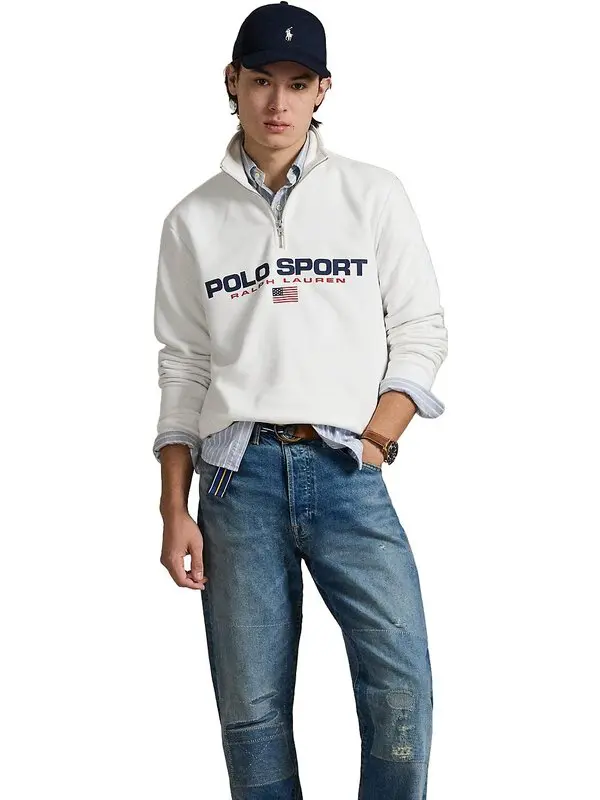 Ralph Lauren Polo Sport Fleece Quarter-zip Sweatshirt - White Cruise Navy