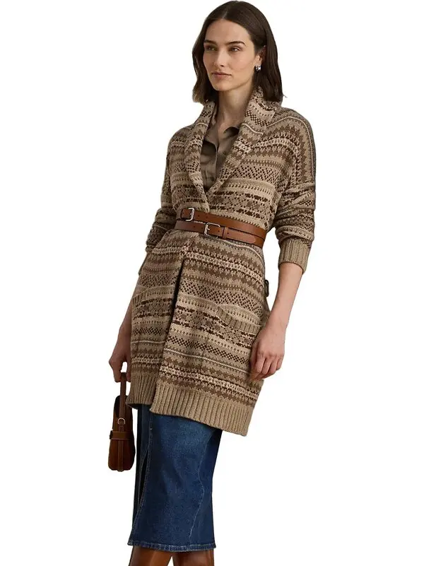 Ralph Lauren Fair Isle Belted Wool-blend Cardigan - Adirondack Heather Multi