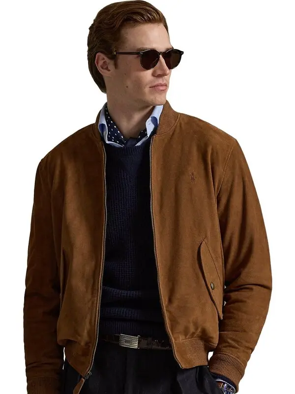 Ralph Lauren Suede Flight Jacket - Country Brown