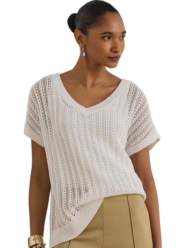 Ralph Lauren Cotton-blend Mesh Knit Sweater - White