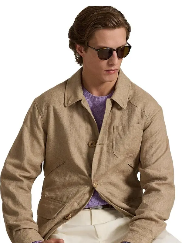 Ralph Lauren Linen Herringbone Utility Jacket - Natural Herringbone