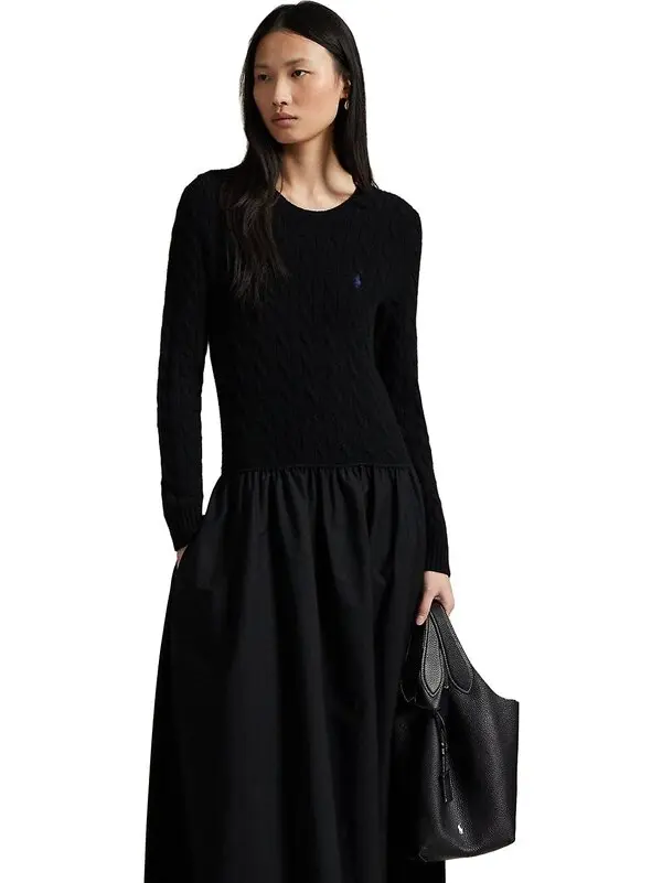 Ralph Lauren Cable-knit Poplin Dress - Polo Black