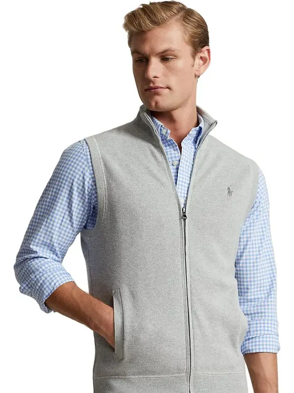 Ralph Lauren Cotton Full-zip Sweater Vest - Andover Heather