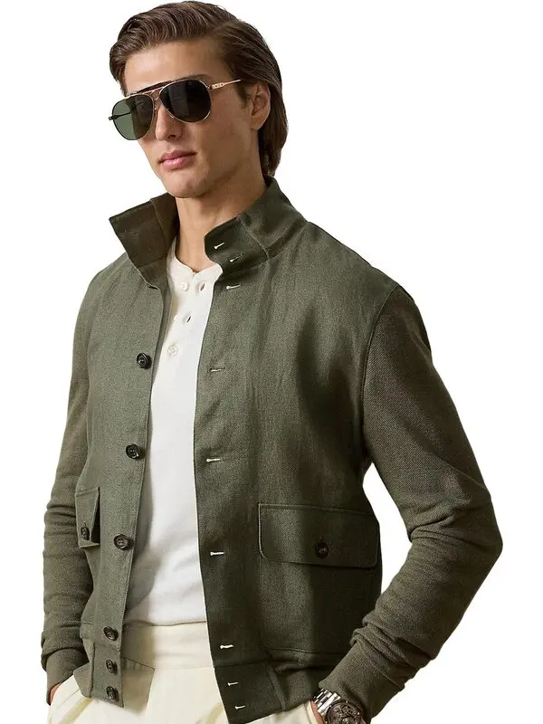 Ralph Lauren Linen-paneled Silk-blend Cardigan - Lichen Green