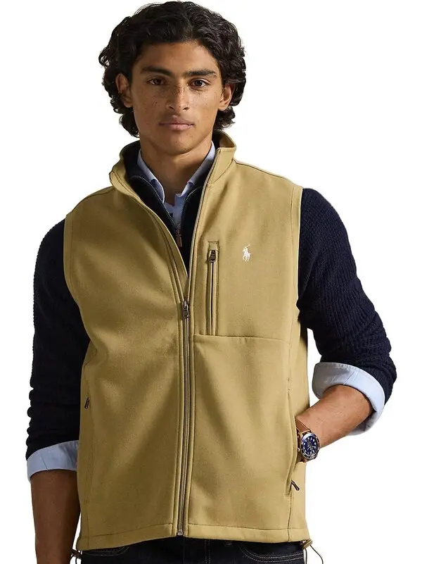 Ralph Lauren Double-knit Mockneck Vest - Desert Tan