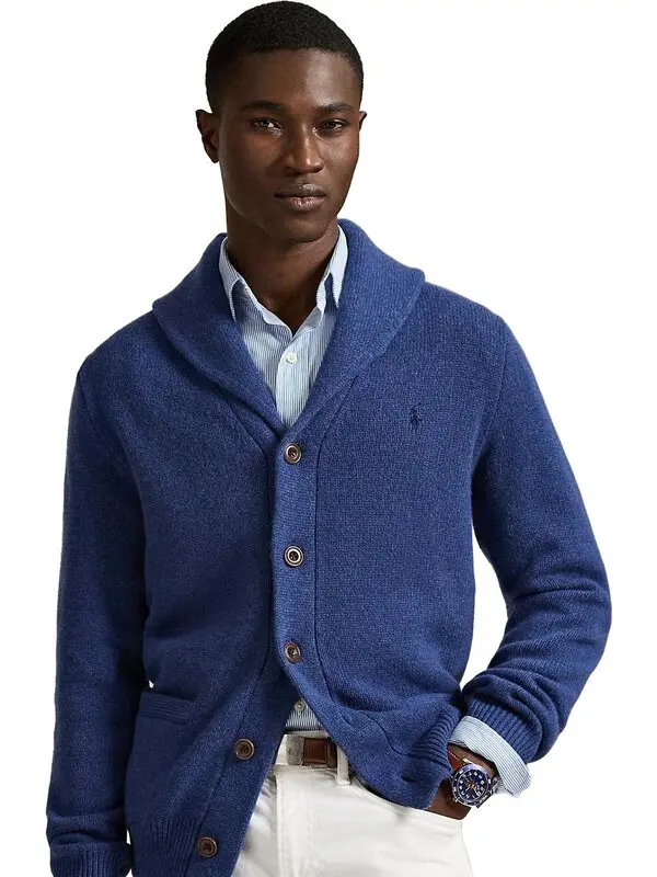 Ralph Lauren Wool-cashmere Shawl-collar Cardigan - Rustic Navy Heather
