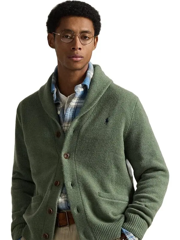 Ralph Lauren Wool-cashmere Shawl-collar Cardigan - Lettus Green Heather