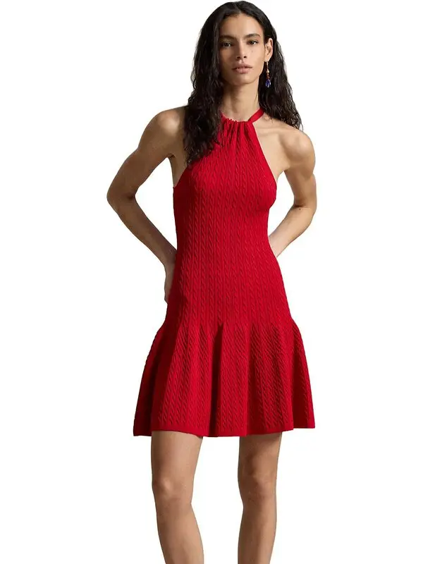 Ralph Lauren Cable-knit Halter Dress - Cruise Red