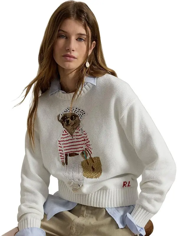 Ralph Lauren Polo Bear Crewneck Sweater - White Multi