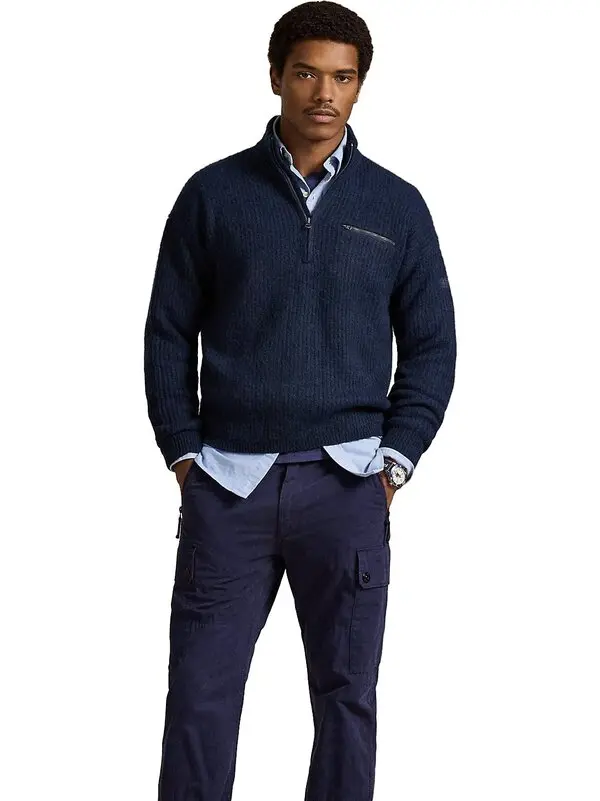 Ralph Lauren Quarter-zip Mockneck Sweater - Worth Navy