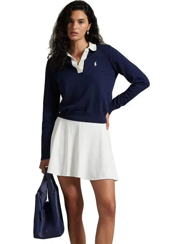Ralph Lauren Cable-motif A-line Skort - Ceramic White/navy