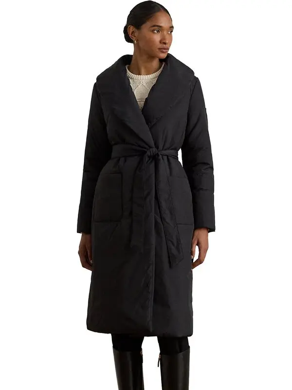 Ralph Lauren Diamond-quilted Wrap Coat - Black