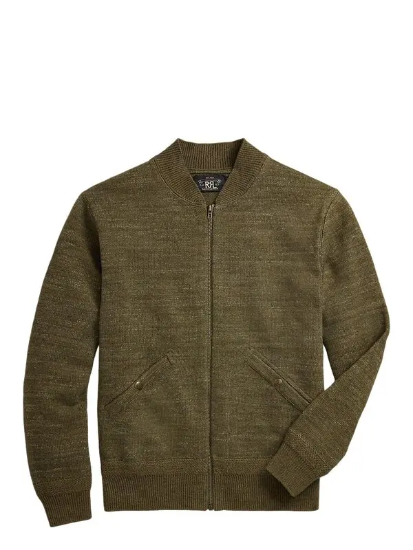 Ralph Lauren Cotton-wool Full-zip Sweater - Olive Heather